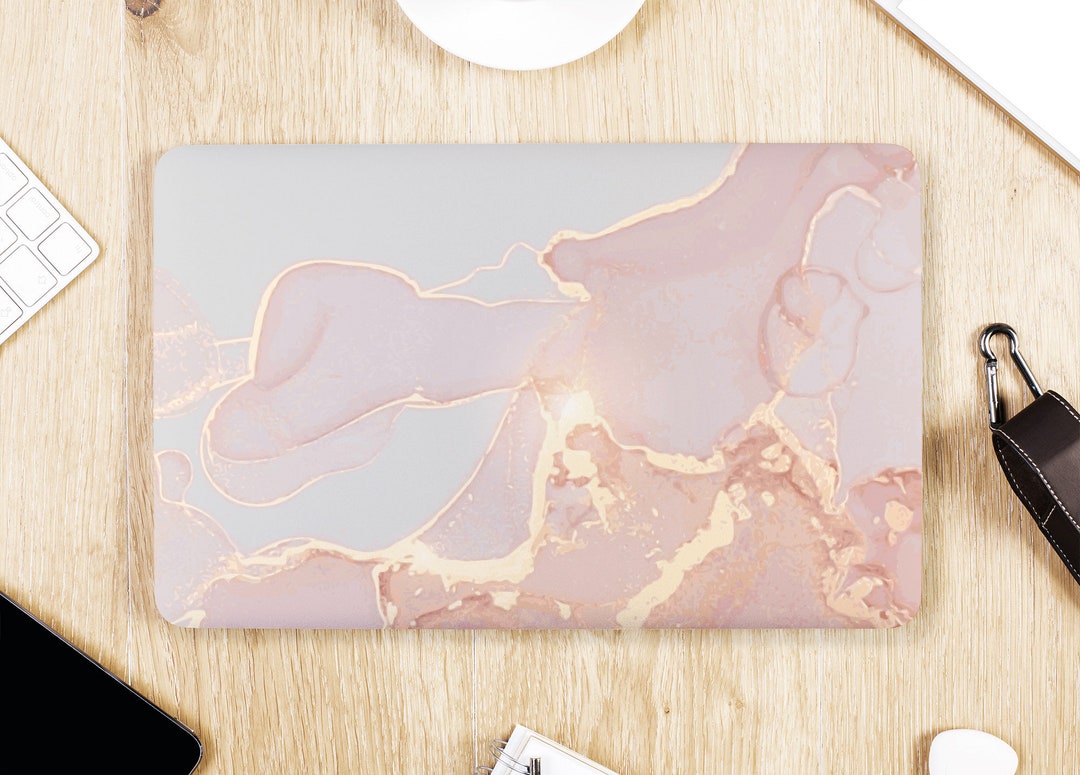 Rose Pink & White Marble Swirl W/ Gold UNIVERSAL Laptop Skin, Computer ...