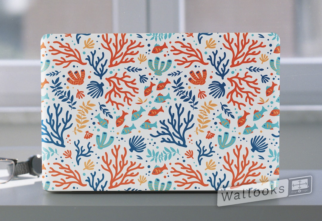 Sea Coral Underwater Shapes Illustration Laptop Skin, MacBook Skin ...