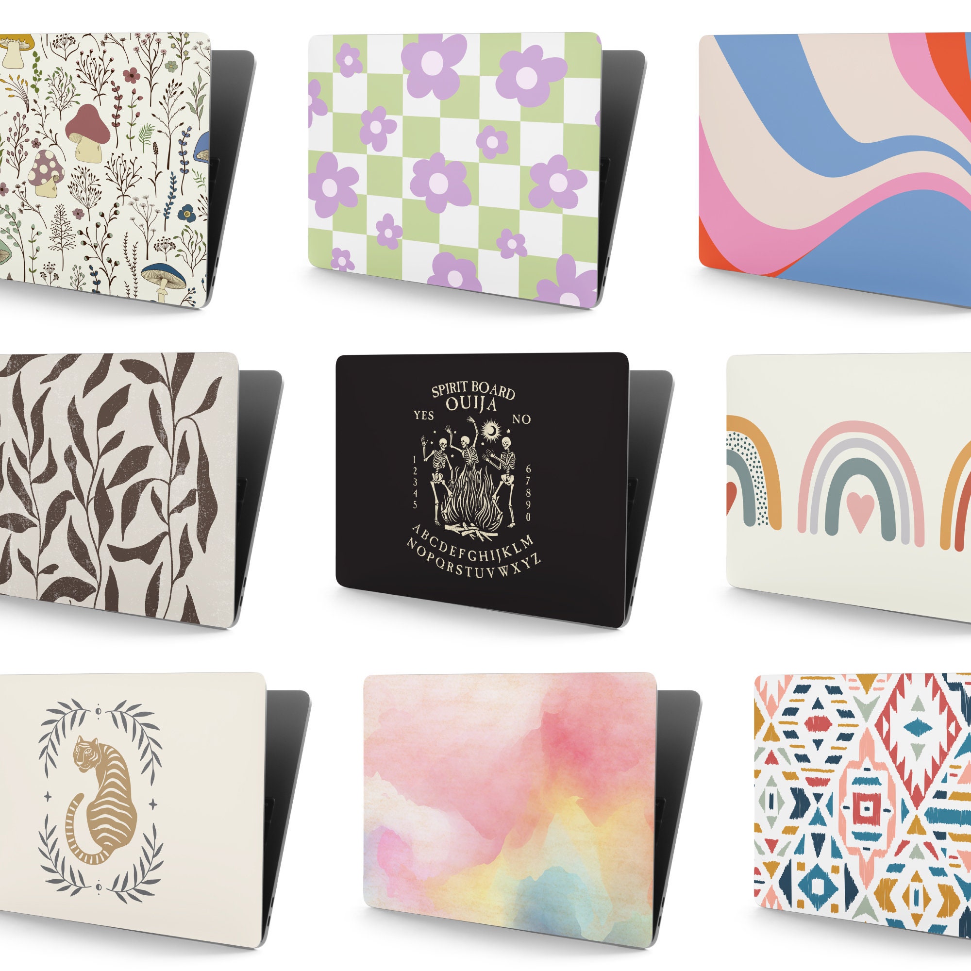 Pink Orange Salmon Retro 70s Flower Daisy UNIVERSAL Laptop Skin sold by ...