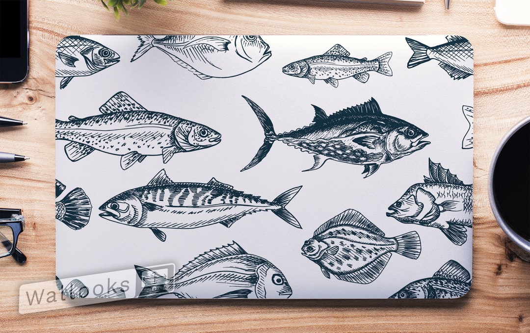 Illustrated Fish Aquatic Nature Laptop Skin, MacBook Skin, Computer ...