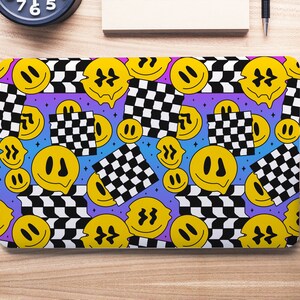 Melting Drippy Smiley Faces & Checkerboards UNIVERSAL Laptop Skin ...