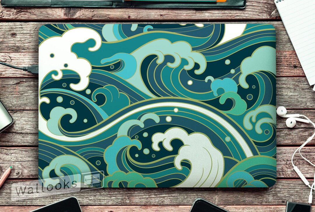 Artsy Waves Crashing Design Laptop Skin, MacBook Skin, Computer Decal ...