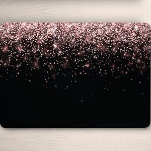 Rose Gold Faux Glitter Sparkles on Black UNIVERSAL Laptop Skin ...
