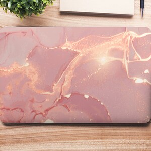 Stunning Pink Rose Marble Swirl Gold Veins UNIVERSAL Laptop Skin ...