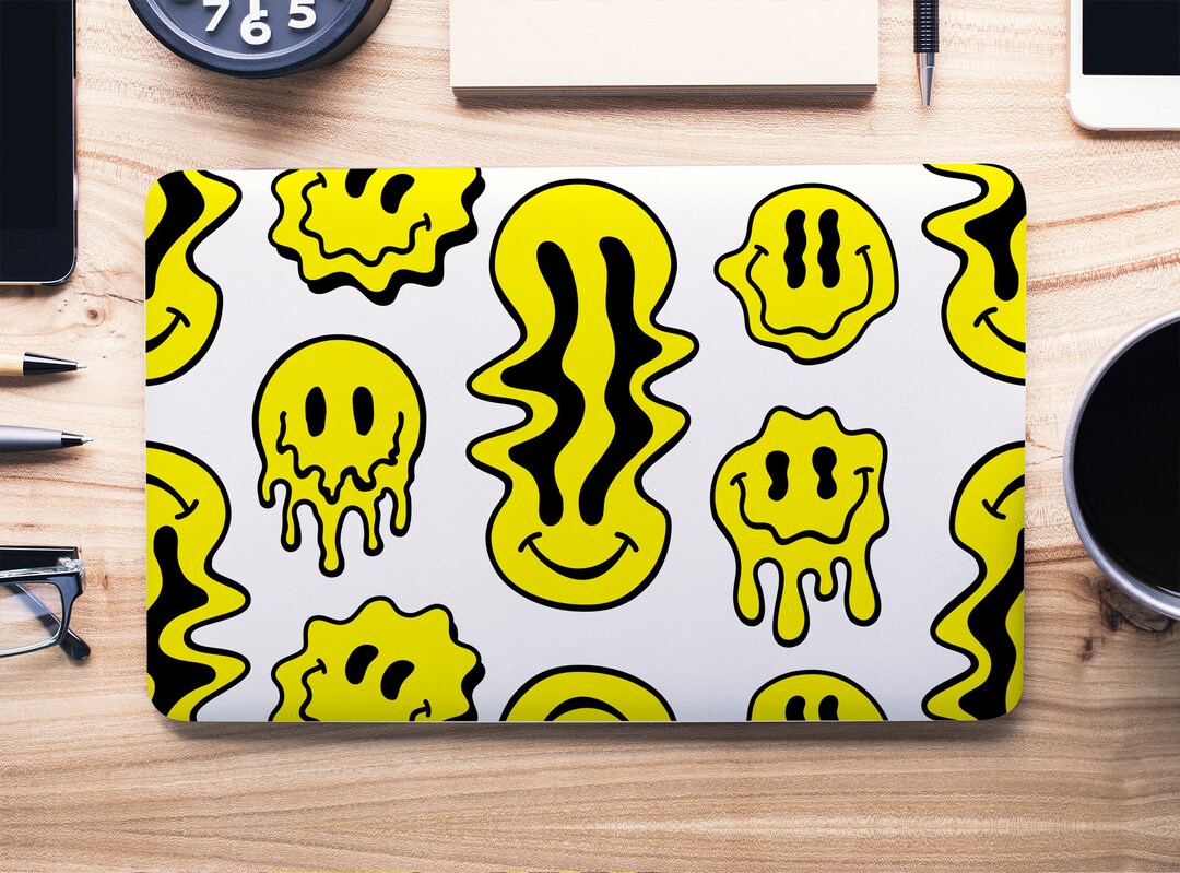 Dripping Yellow & Black Smiley Faces 80s UNIVERSAL Laptop Skin ...