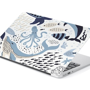 Underwater Sea Creatures Illustration Laptop Skin, MacBook Skin ...