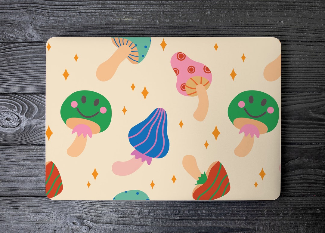 Cute Colorful Happy Cartoon Mushrooms Stars UNIVERSAL Laptop Skin ...