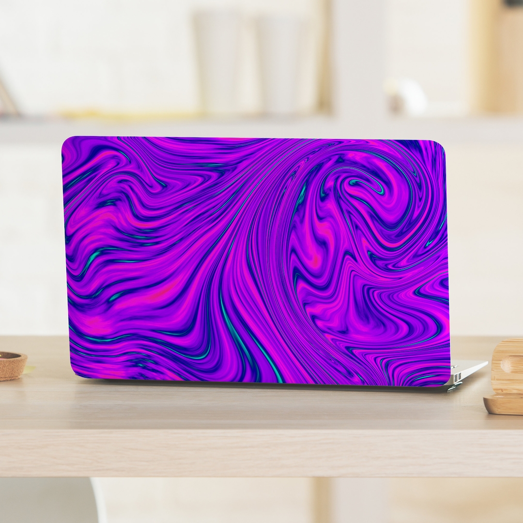 Neon Purple Violet Pink Magenta Swirl Paint UNIVERSAL Laptop Skin ...