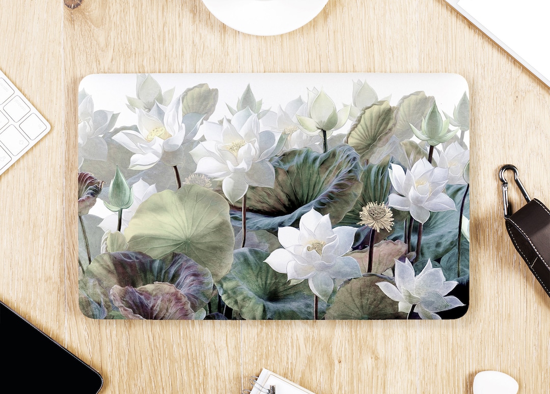 Asian Japanese White Lotus Blossom Flowers UNIVERSAL Laptop Skin ...