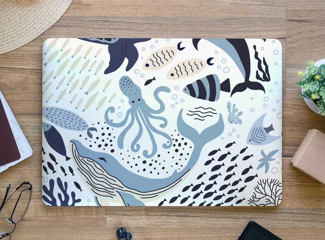 Underwater Sea Creatures Illustration Laptop Skin, MacBook Skin ...