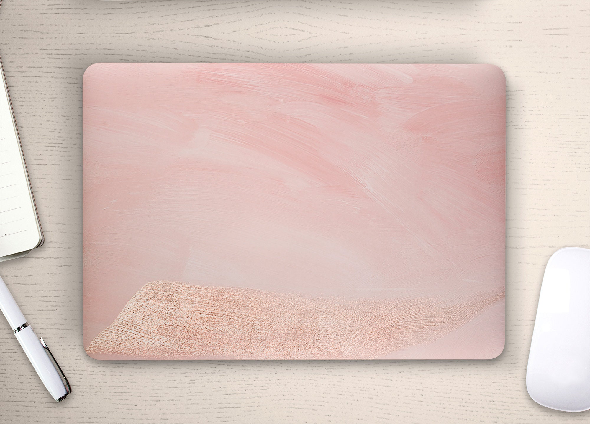 Rosey Pink Brushed Painted Plaster UNIVERSAL Laptop Skin, Computer Skin ...