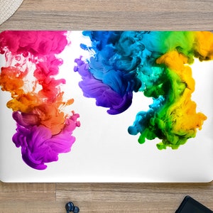 Dissolving Rainbow Ink Paint in Water Smoke UNIVERSAL Laptop Skin ...