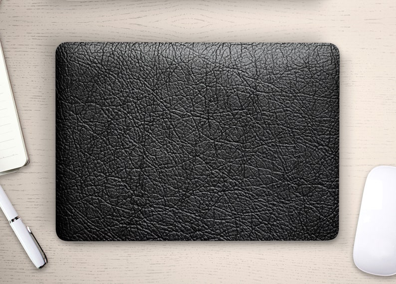 Rich Oiled Black Leather Handbag Texture UNIVERSAL Laptop Skin ...