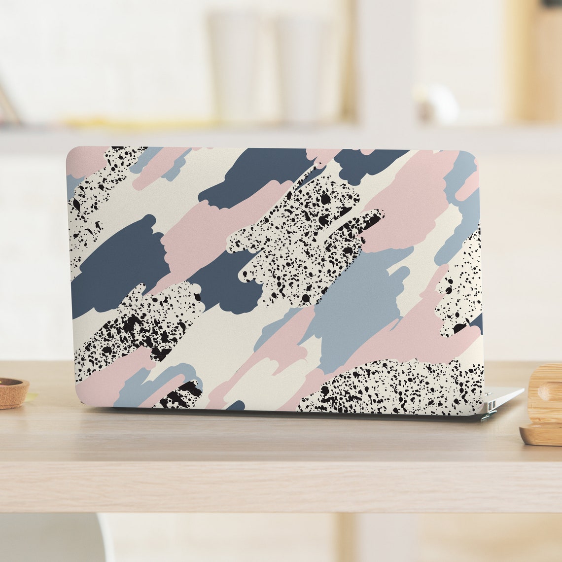 90s Mauve Black & White Splashes Pattern UNIVERSAL Laptop Skin ...