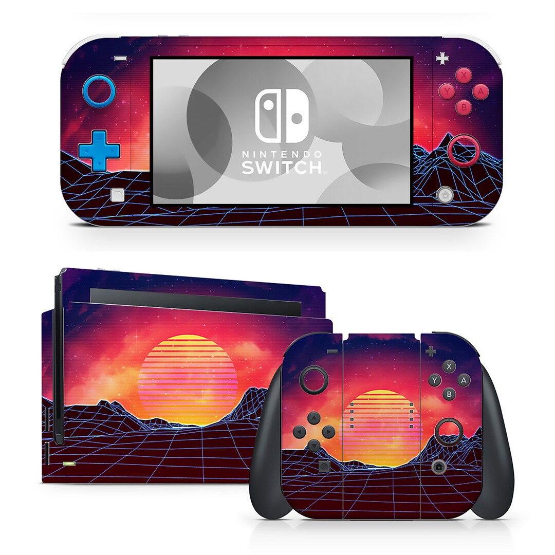 80s Sunset Futuristic Landscape Art Nintendo Switch Skin Full Coverage ...