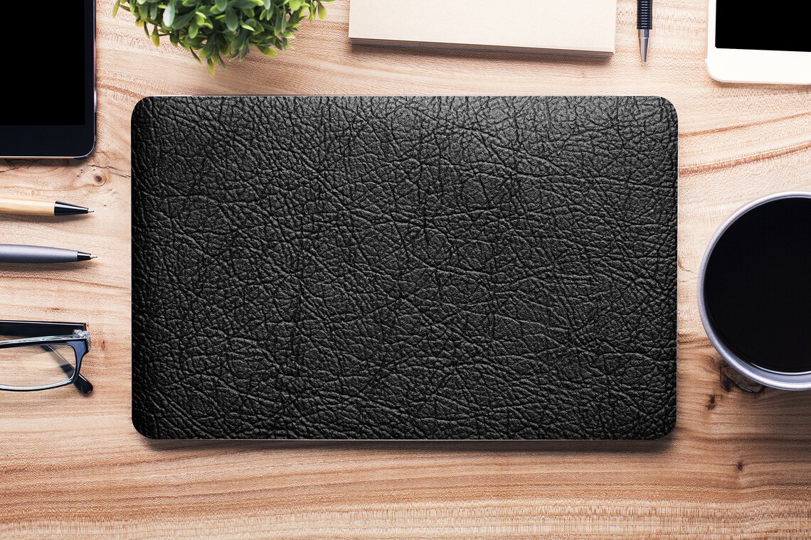 Rich Oiled Black Leather Handbag Texture UNIVERSAL Laptop Skin ...