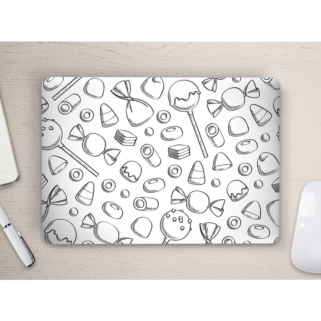 Black & White Hand Drawn Sweet Treats Candy UNIVERSAL Laptop Skin ...
