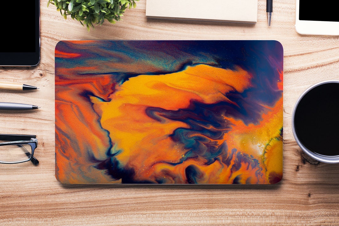 Orange, Blue & Violet Swirling Ink Pattern UNIVERSAL Laptop Skin ...