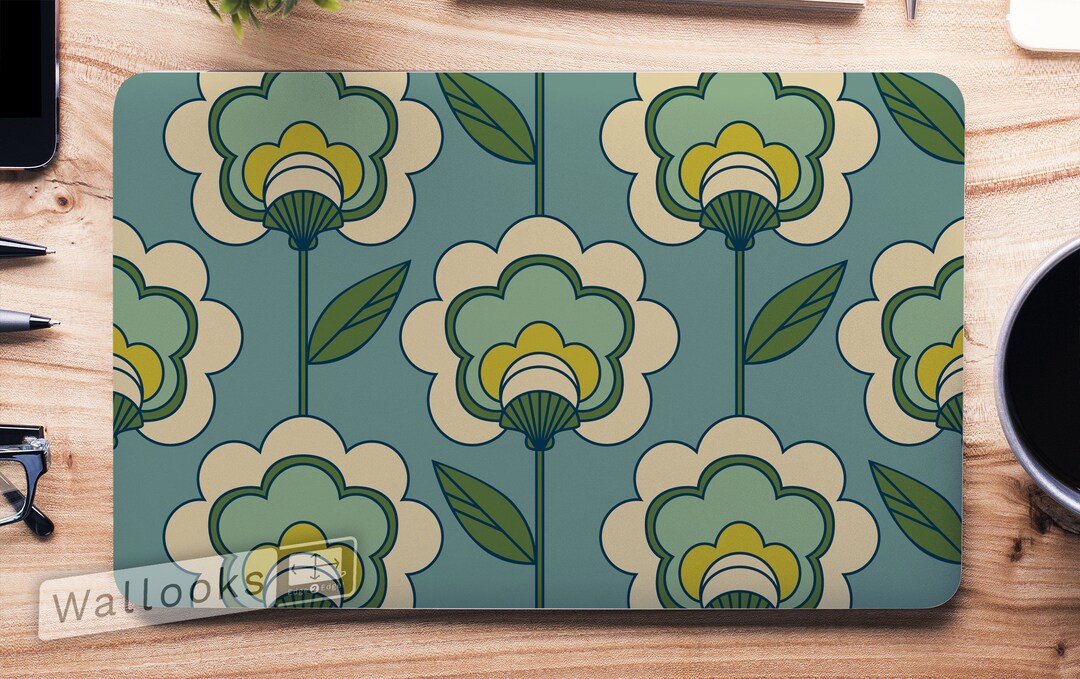 Retro 1970's Flower Print Laptop Skin, MacBook Skin, Computer Decal ...