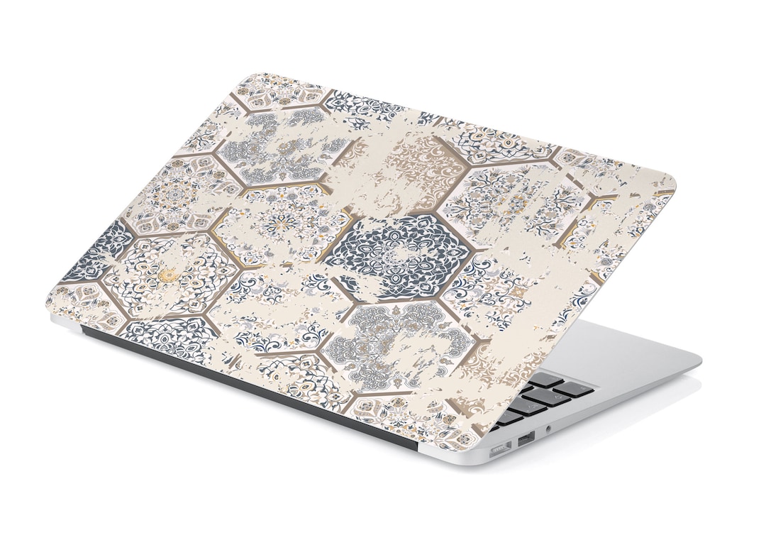 Faded Ethnic Neutral Hexagon Print Tapestry UNIVERSAL Laptop Skin ...