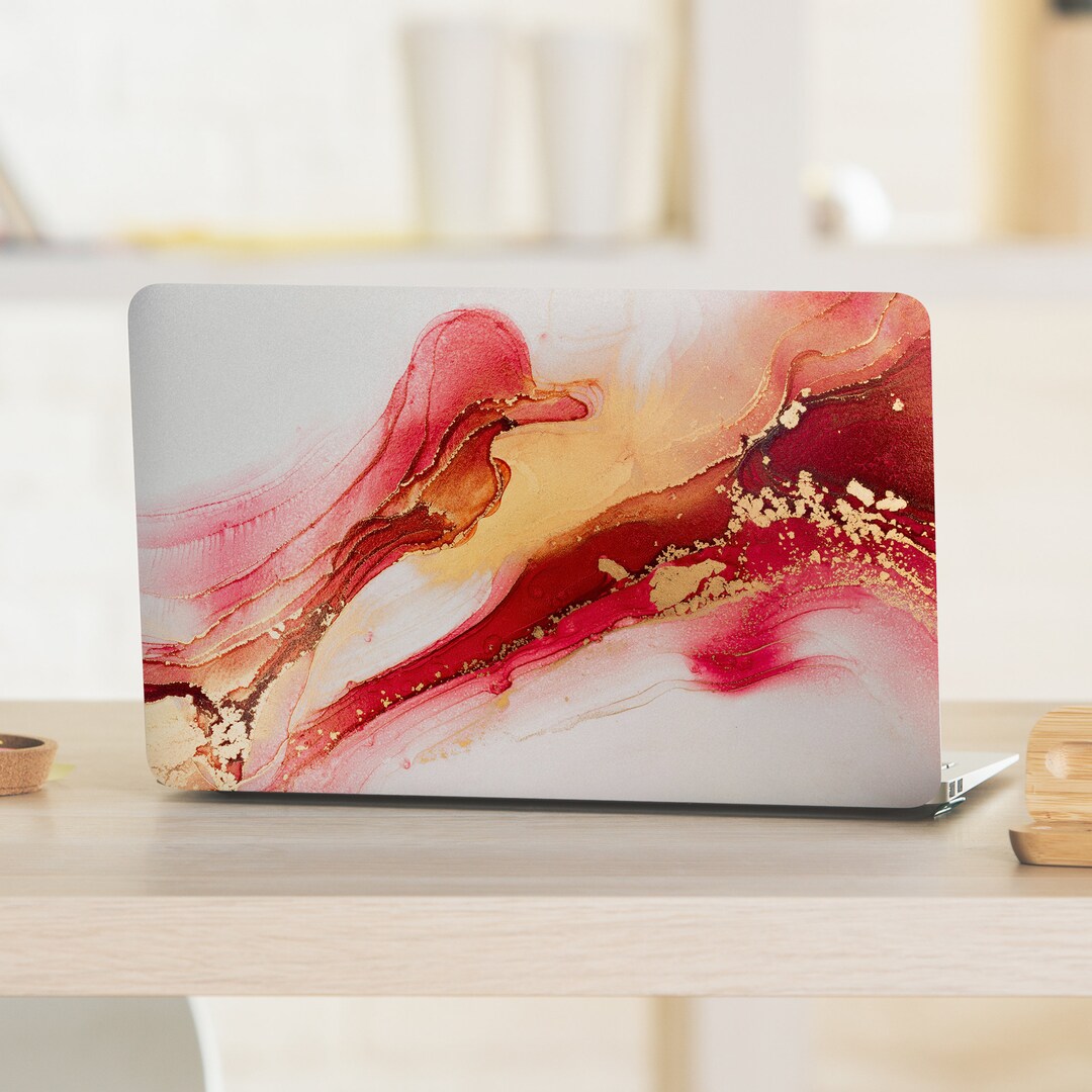 Red Faux Gold Pink Smoke Ink Stone Swirl UNIVERSAL Laptop Skin ...