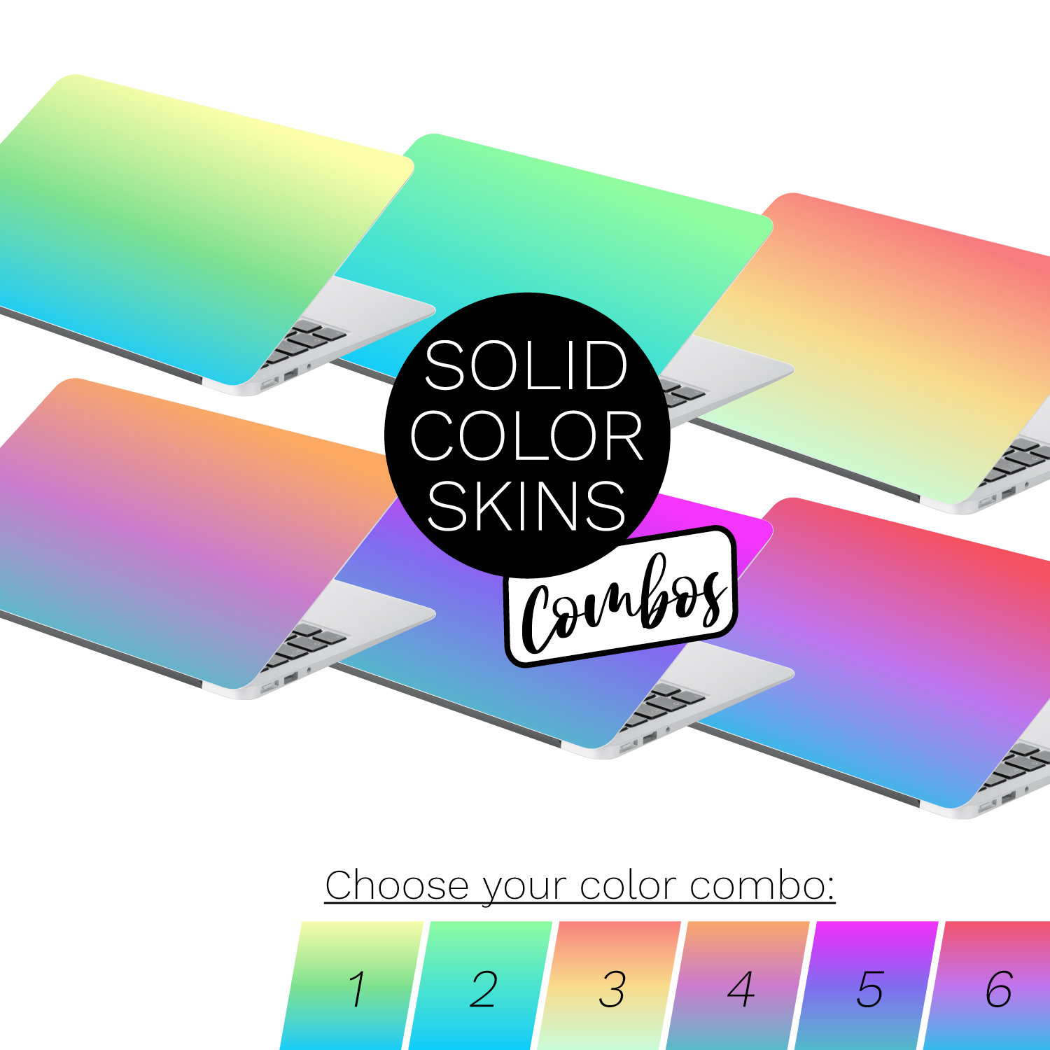 COLOR COMBO Laptop Skins - Choose Your Color! Universal Laptop Skin ...