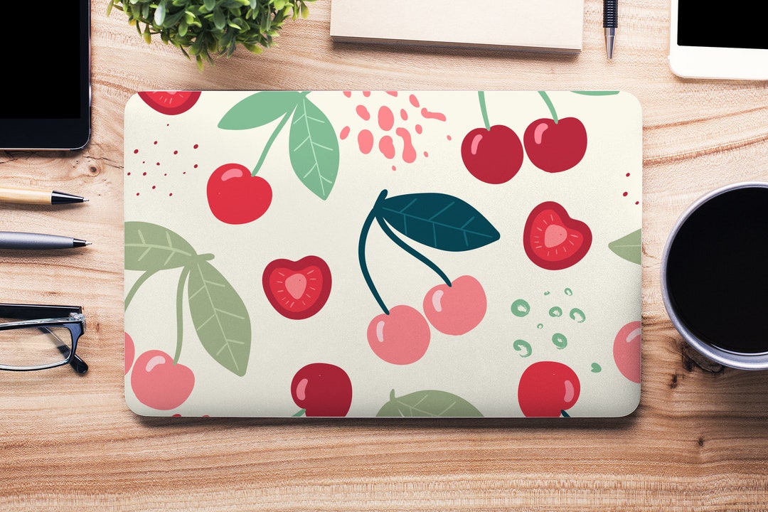 Cute Cartoon Cherries Pink Red Green UNIVERSAL Laptop Skin, Computer ...