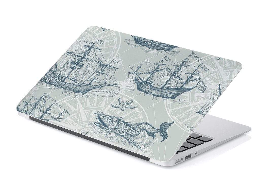 Sea Monsters and Ships Illustration Laptop Skin, MacBook Skin, Computer ...