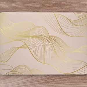 Luxurious Faux Gold Flowing Lines Waves UNIVERSAL Laptop Skin, Computer ...