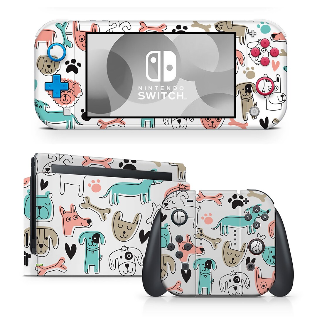 Cute Puppy Dog Puppet Bone Pattern Nintendo Switch Skin Full Coverage ...
