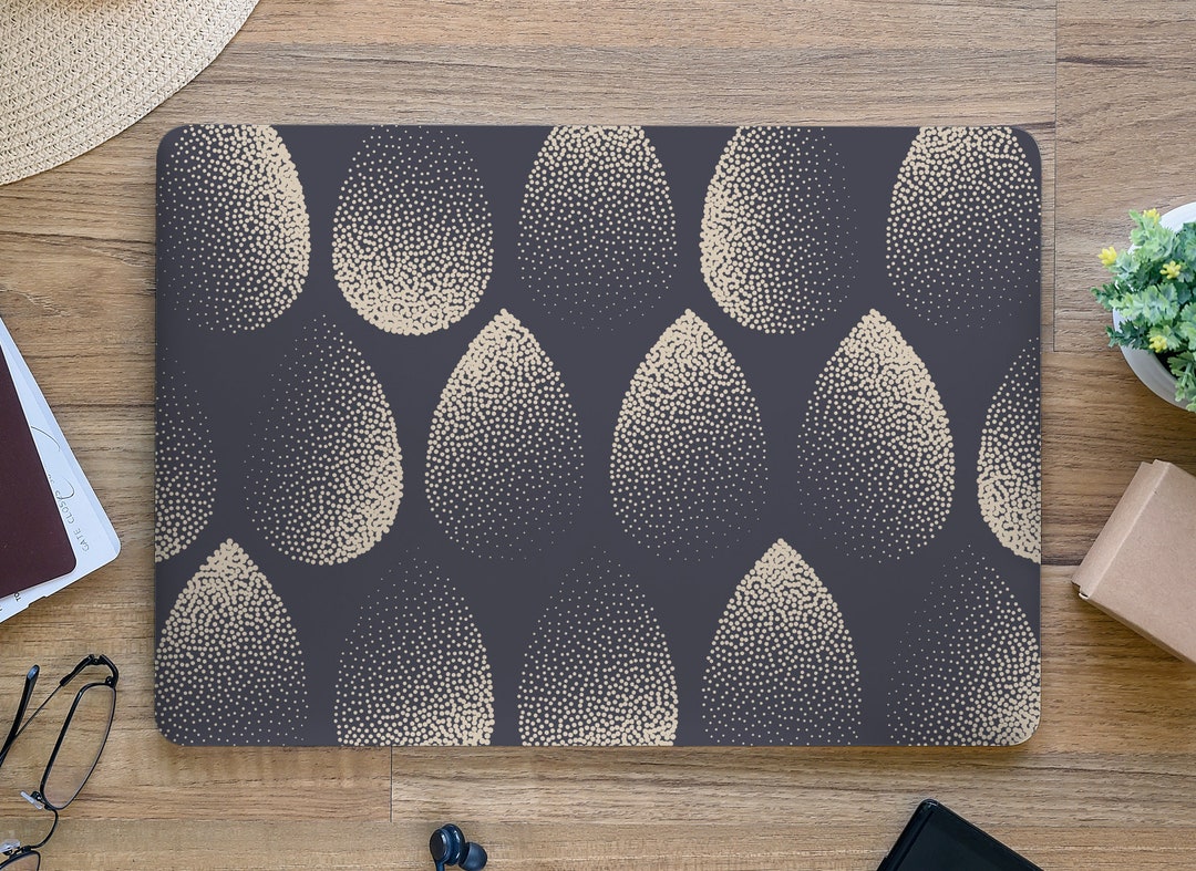 Dark Grey & Beige Tear Drops Stippling Dots UNIVERSAL Laptop Skin ...