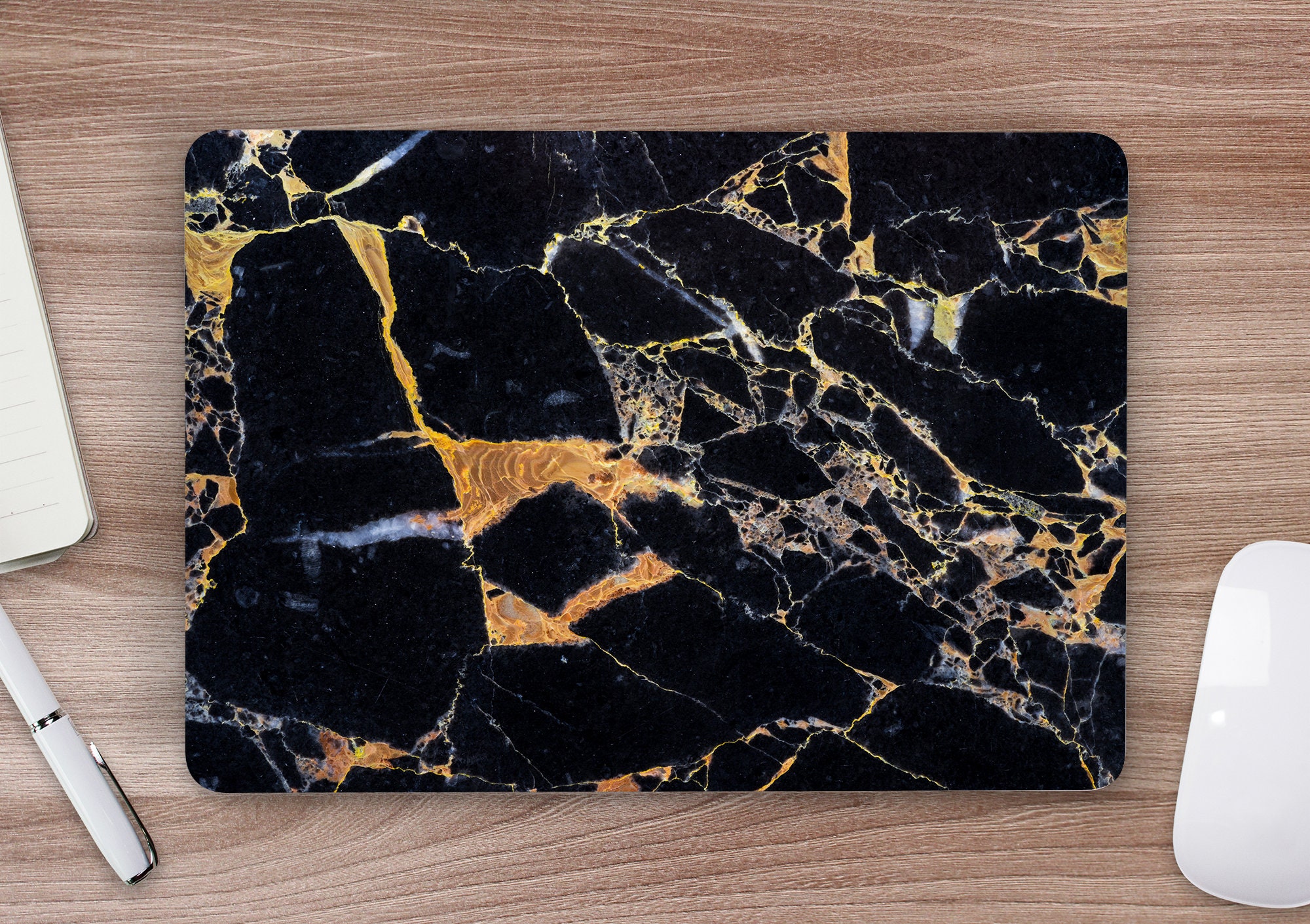 Black Granite Marble With Golden Details Laptop Skin, MacBook Skin ...