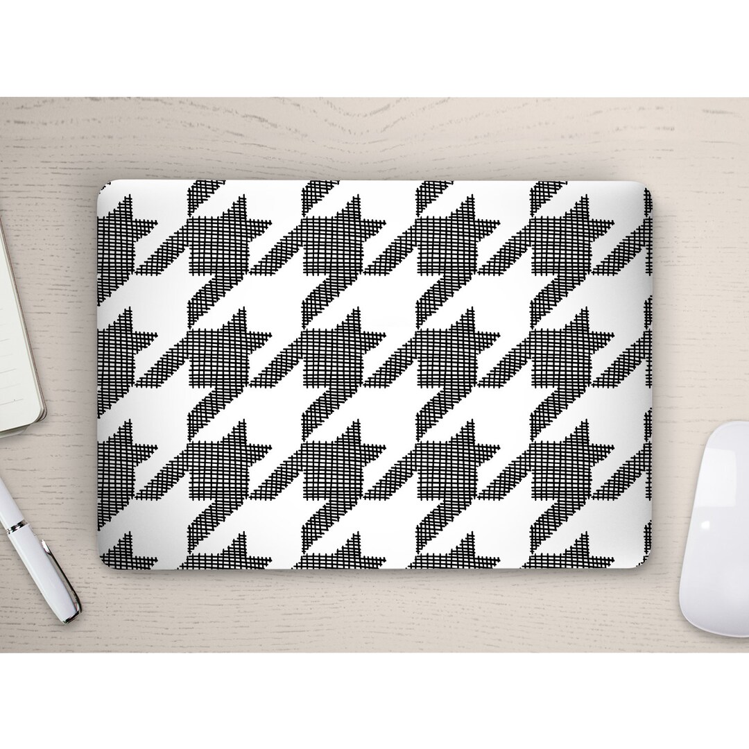 Black and White Cross Hatched Houndstooth UNIVERSAL Laptop Skin ...