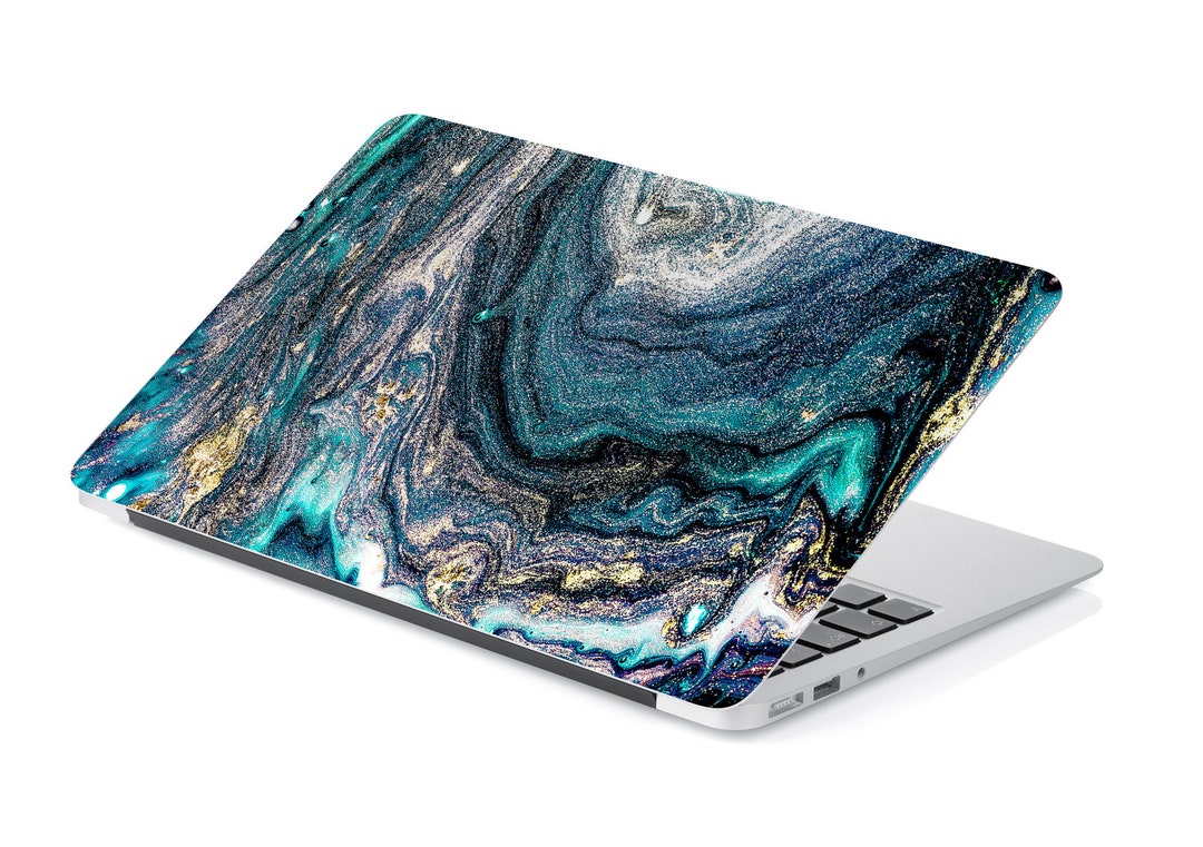 Dense Silver Gold Glitter Aqua Blue Resin UNIVERSAL Laptop Skin ...