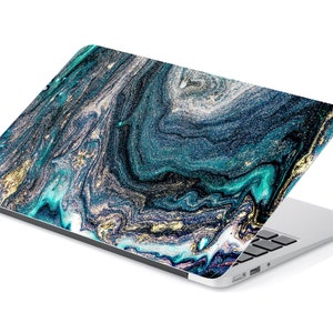 Dense Silver Gold Glitter Aqua Blue Resin UNIVERSAL Laptop Skin ...