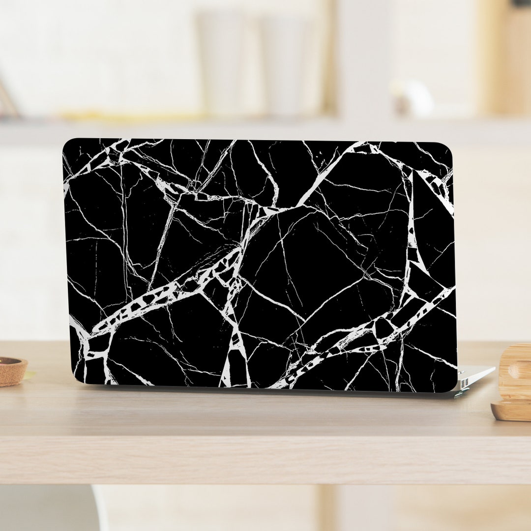 Black & White Faux Granite Marble Stone UNIVERSAL Laptop Skin, Computer ...