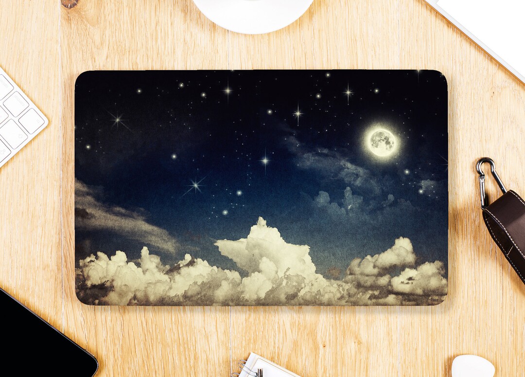 Moon Sky Night Stars and Clouds Art UNIVERSAL Laptop Skin, MacBook Skin ...