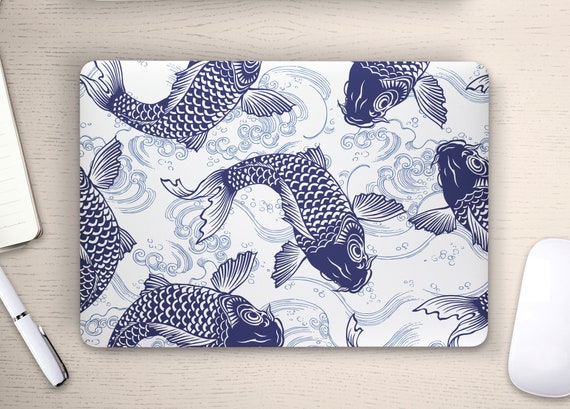 Blue Koi Fish Illustration Pattern Art UNIVERSAL Laptop Skin | Etsy