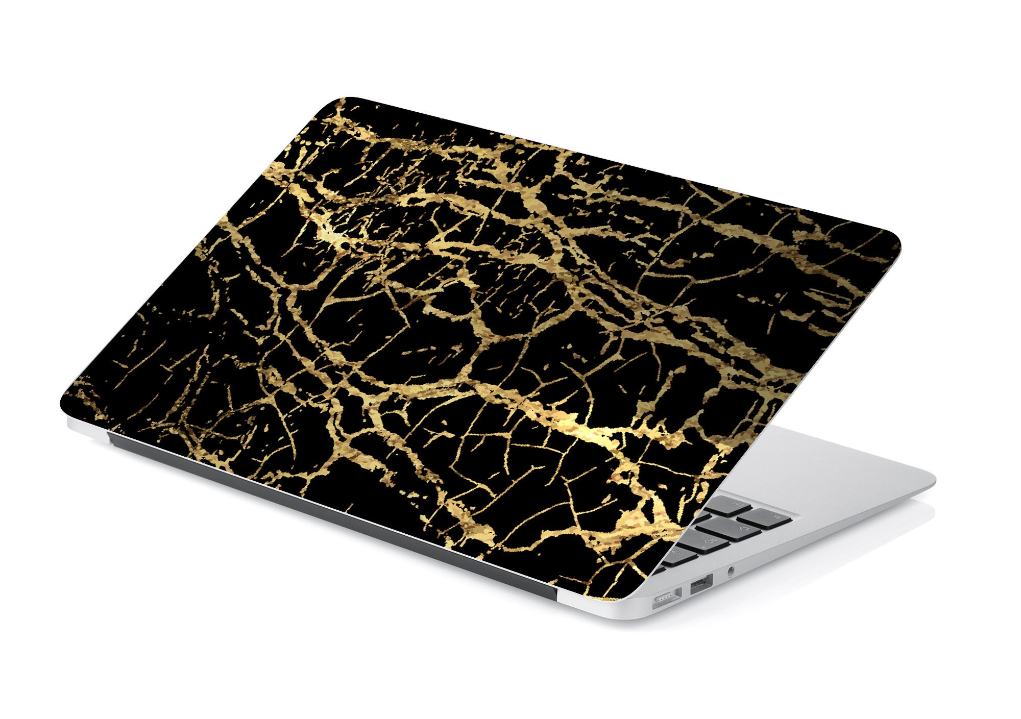 Black With Golden Granite Texture Stone Laptop Skin, MacBook Skin ...