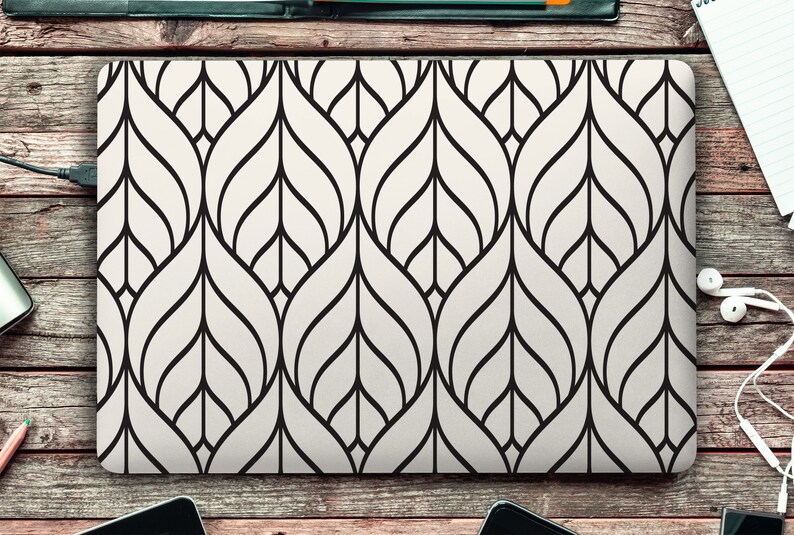 Simple Leaves Shapes B&W Line Art Pattern Laptop Skin Macbook - Etsy