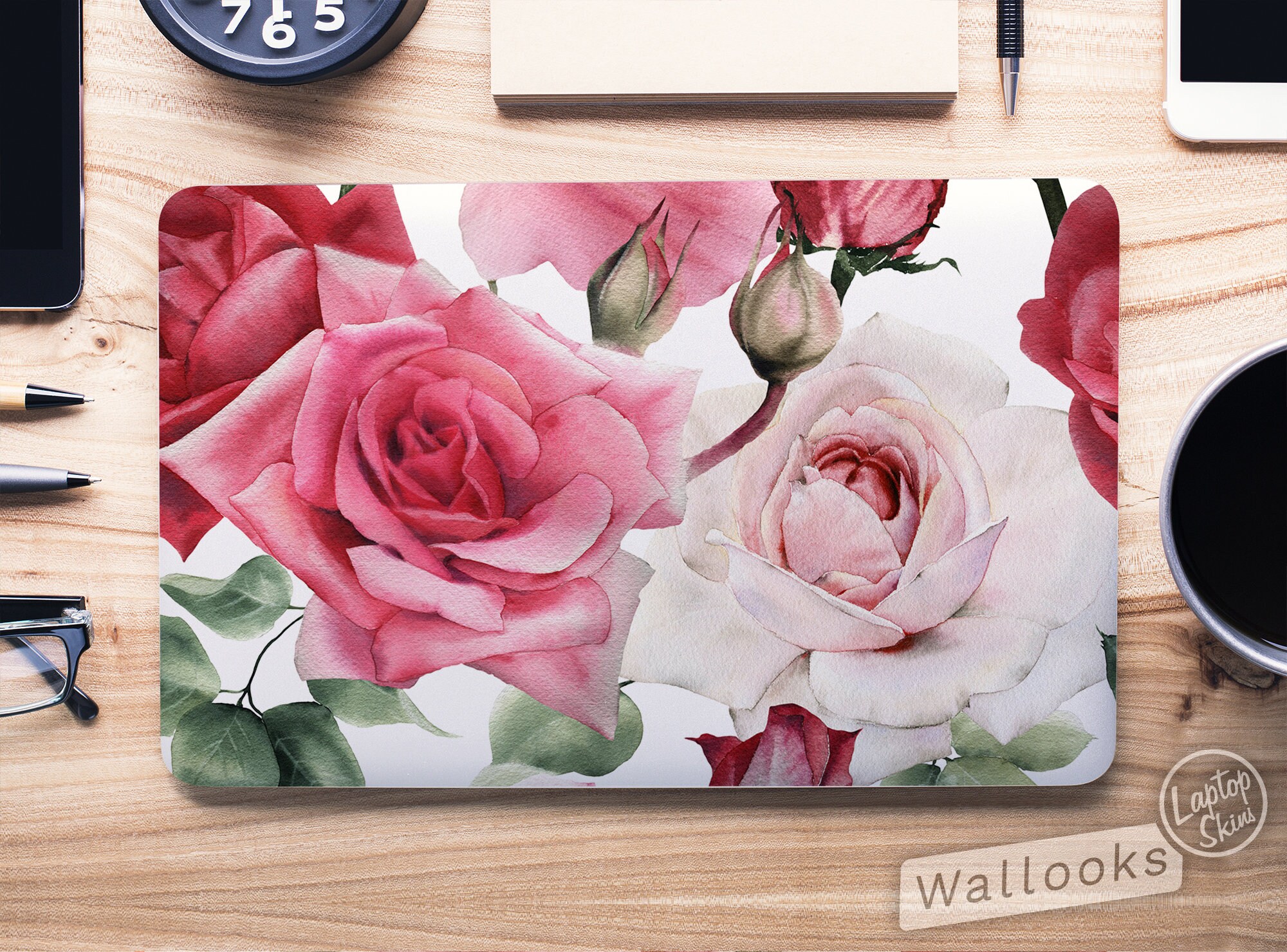 Pink Rose Garden Detailed Painting Illustration Laptop Skin | Etsy