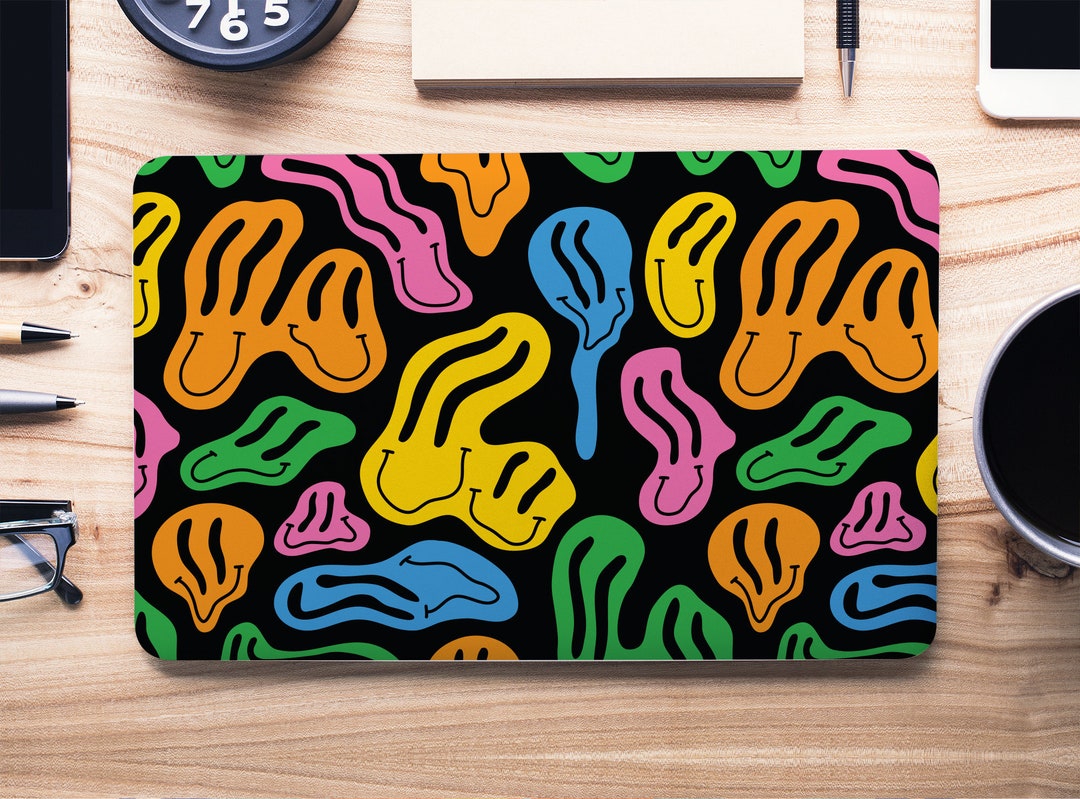 Trippy Dripping Rainbow Smiley Faces Black UNIVERSAL Laptop Skin ...