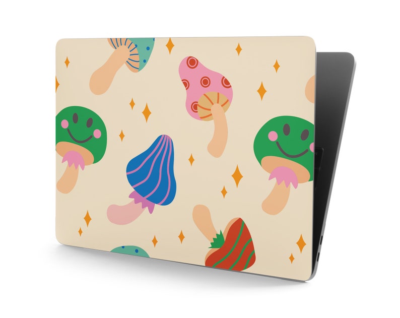 Cute Colorful Happy Cartoon Mushrooms Stars UNIVERSAL Laptop Skin ...