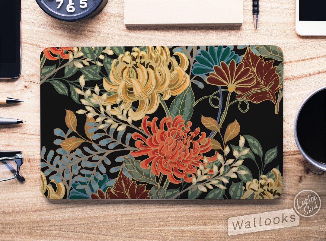 Elegant Floral Pattern Design Laptop Skin, MacBook Skin, Computer Decal ...