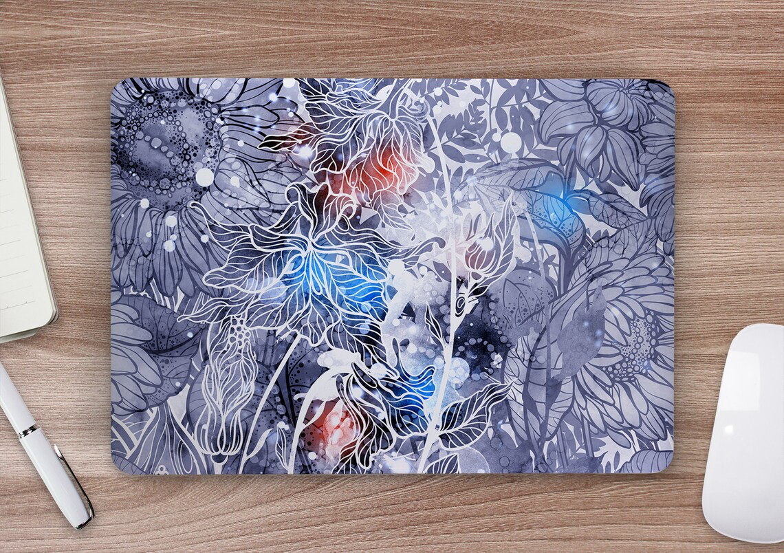 Grey & White Layered Distressed Floral UNIVERSAL Laptop Skin, Computer ...
