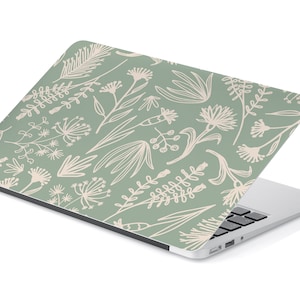 Cream Wildflower Variety Leaves Sage Green UNIVERSAL Laptop Skin ...