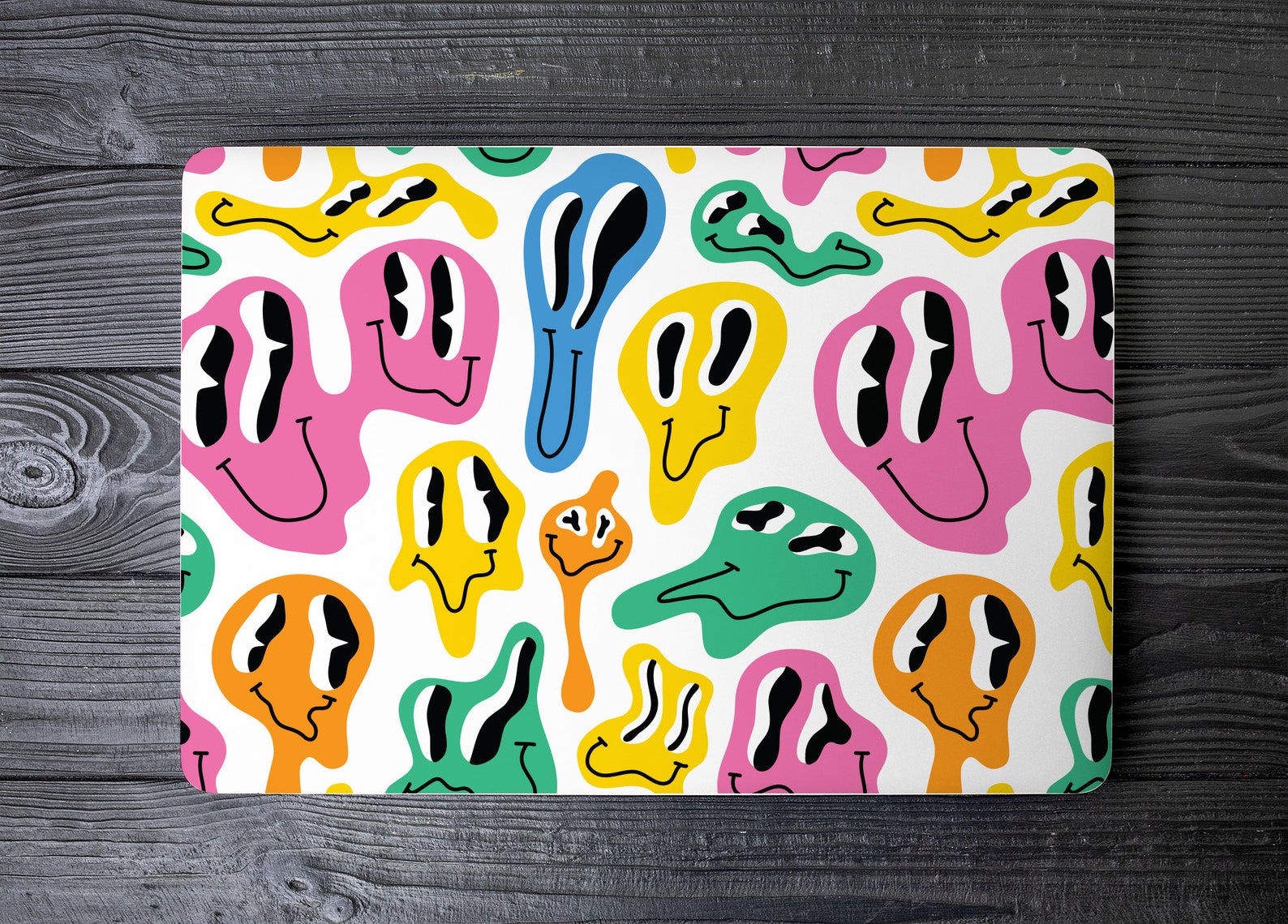 Trippy Dripping Rainbow Smiley Faces White UNIVERSAL Laptop - Etsy