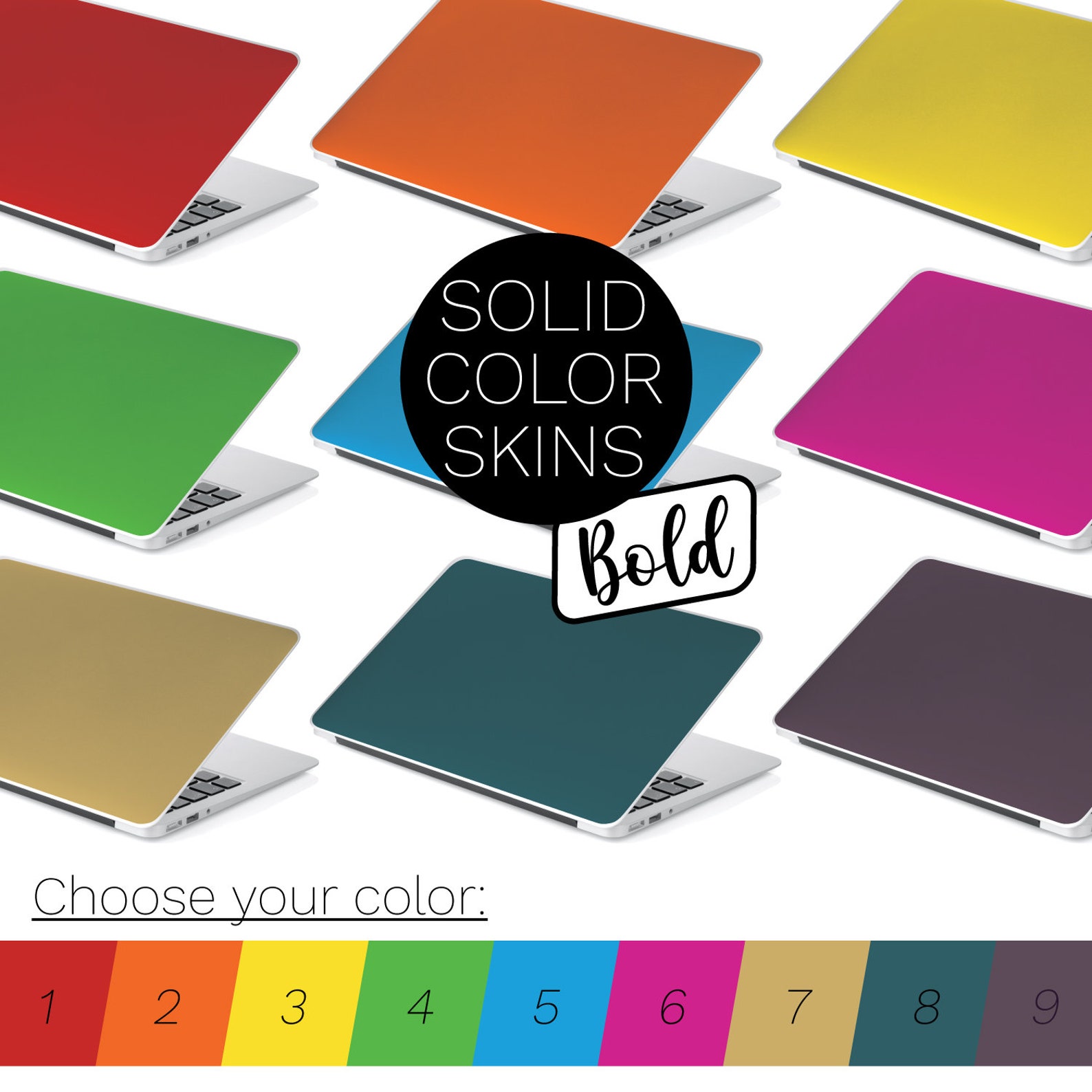 BOLD SOLID COLOR Laptop Skins Choose Your Color Universal Laptop Skin ...