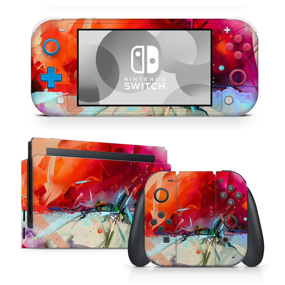 Red White Abstract Landscape Paint Nintendo Switch Skin Full Coverage ...