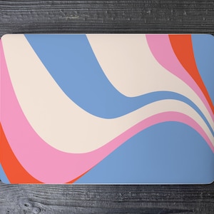 Retro 70s Blue Pink Orange White Waves UNIVERSAL Laptop Skin, Computer ...